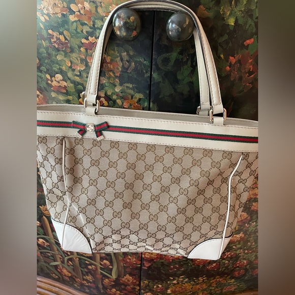 Gucci | Bags | Gucci Gg Sherry Line Mayfair Canvas Leather Tote Bag Like New Condition | Poshmark